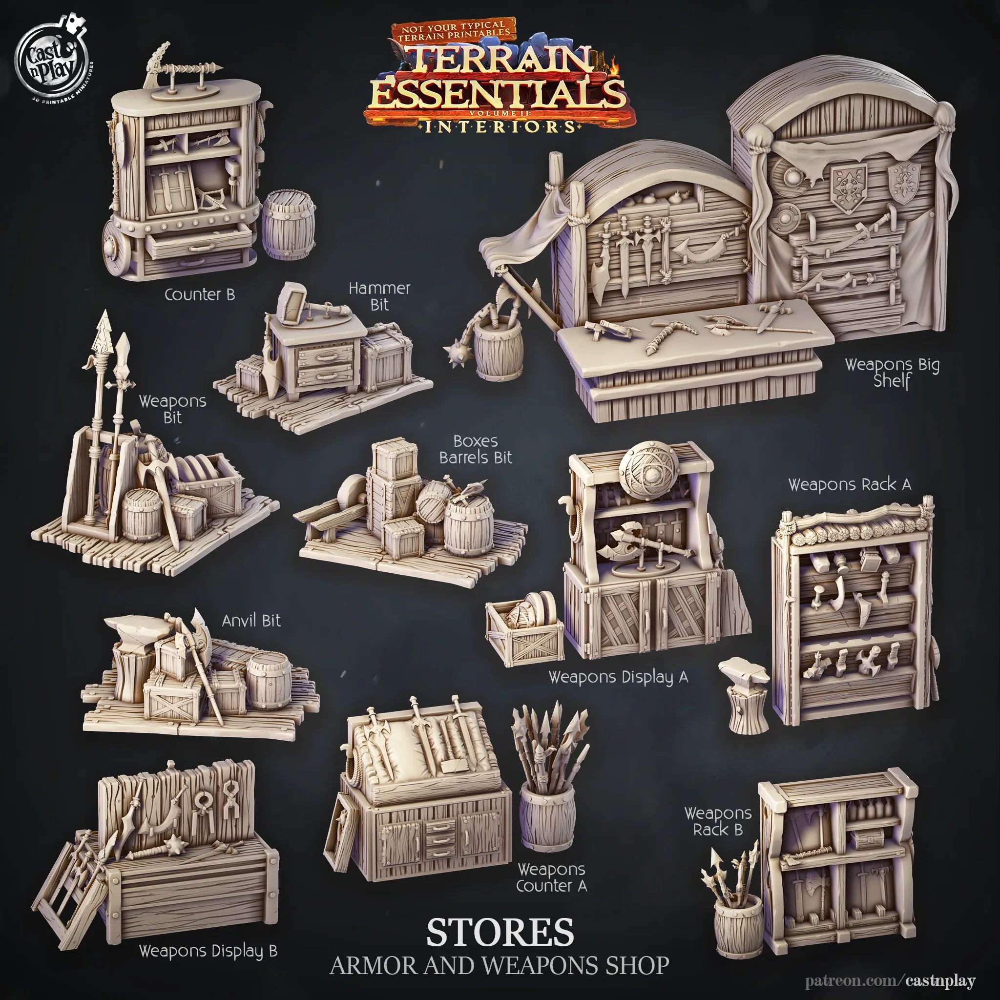 Shops Set | TTRPG Scatter Diorama Dollhouse Miniature | Terrain ...