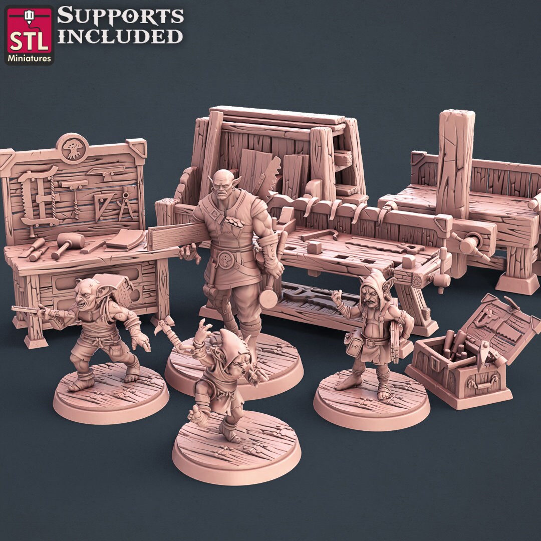 Carpenter NPC Set | Tabletop Scale | D&D TTRPG Miniature | STL ...