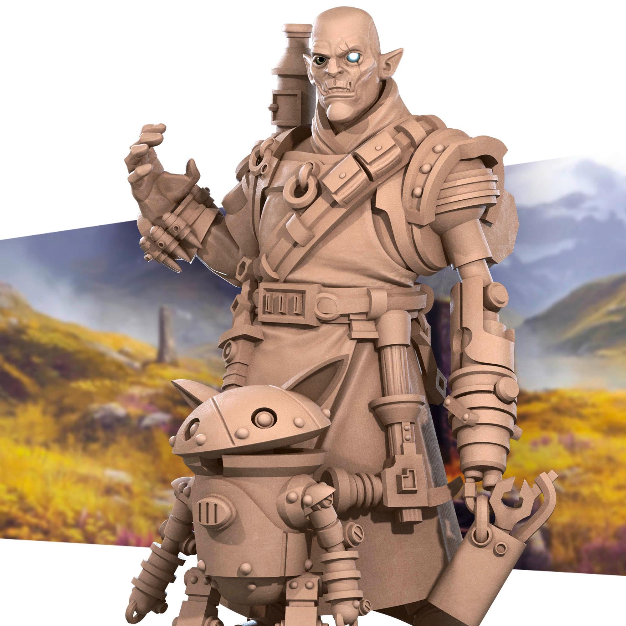 Half-Orc Inventor | TABLETOP SCALE | D&D Pathfinder TTRPG Miniature ...